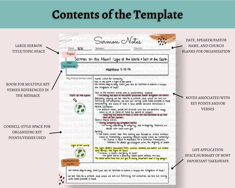 Printable Sermon Notes Template: Church Notebook (digital Download) - Etsy