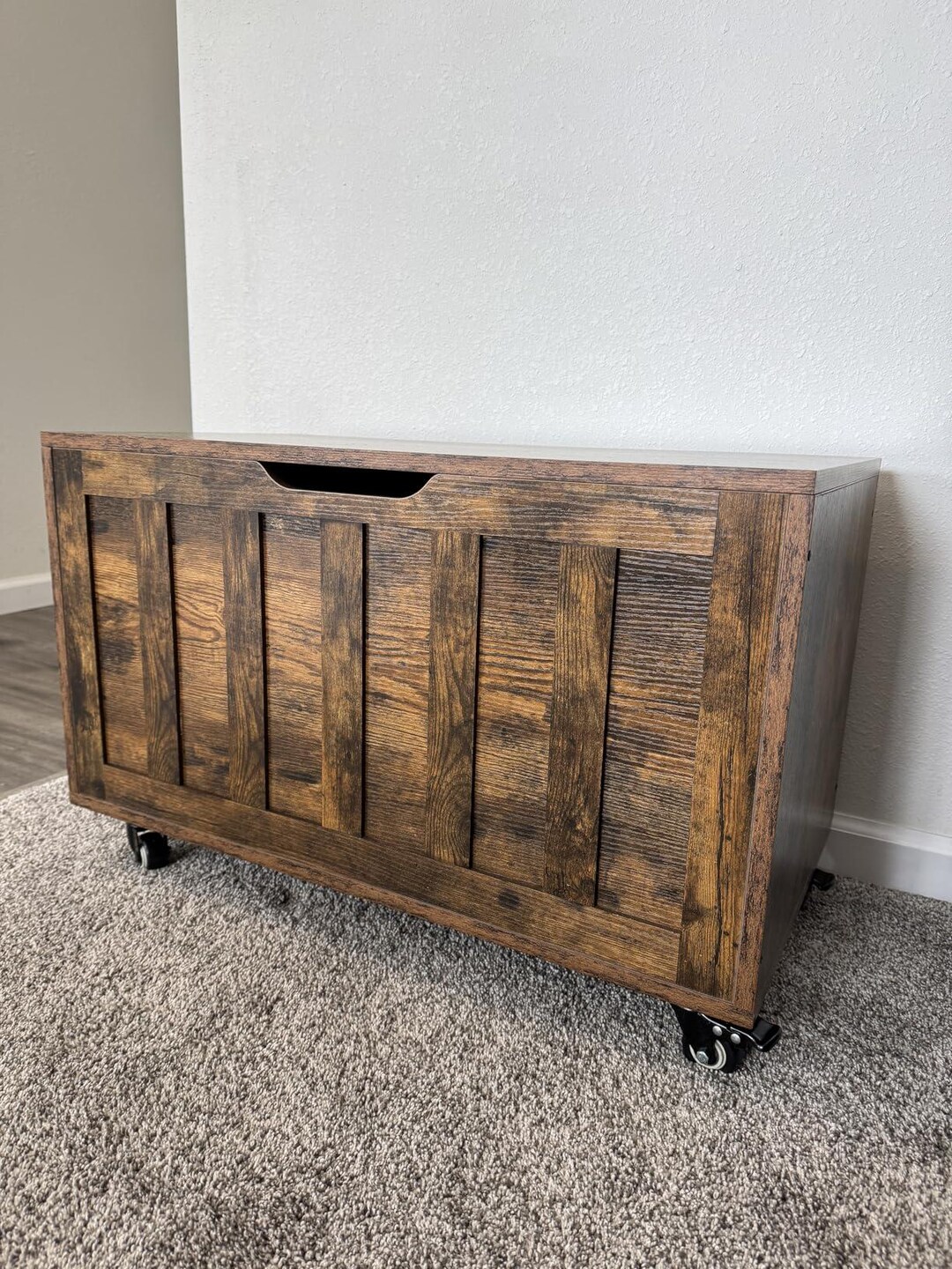 Rustic Wooden Rolling Toy Box - Farmhouse Blanket Chest - Etsy