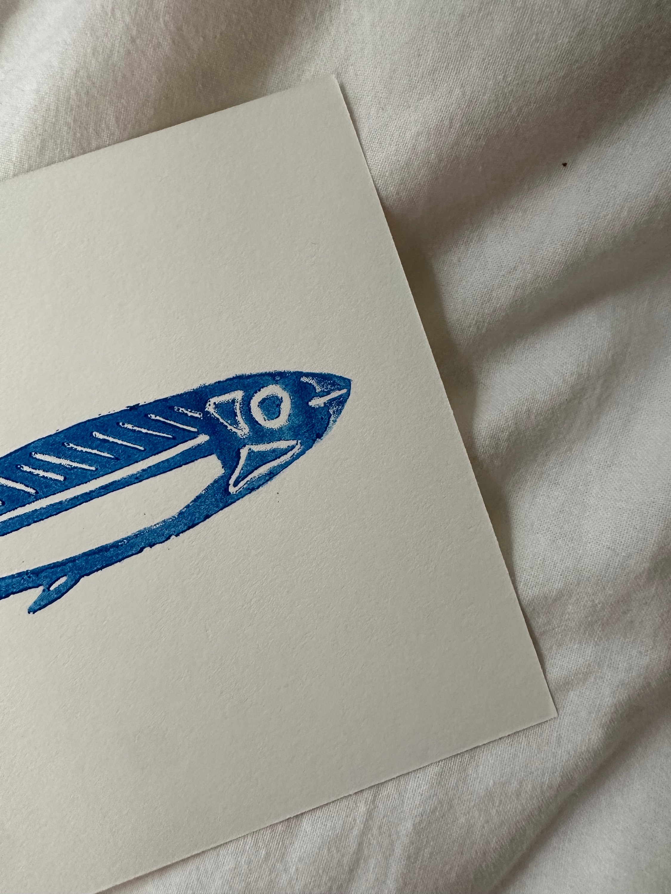 Sardine Linocut Print Linocut Fish Art Print for Eclectic Bedroom ...