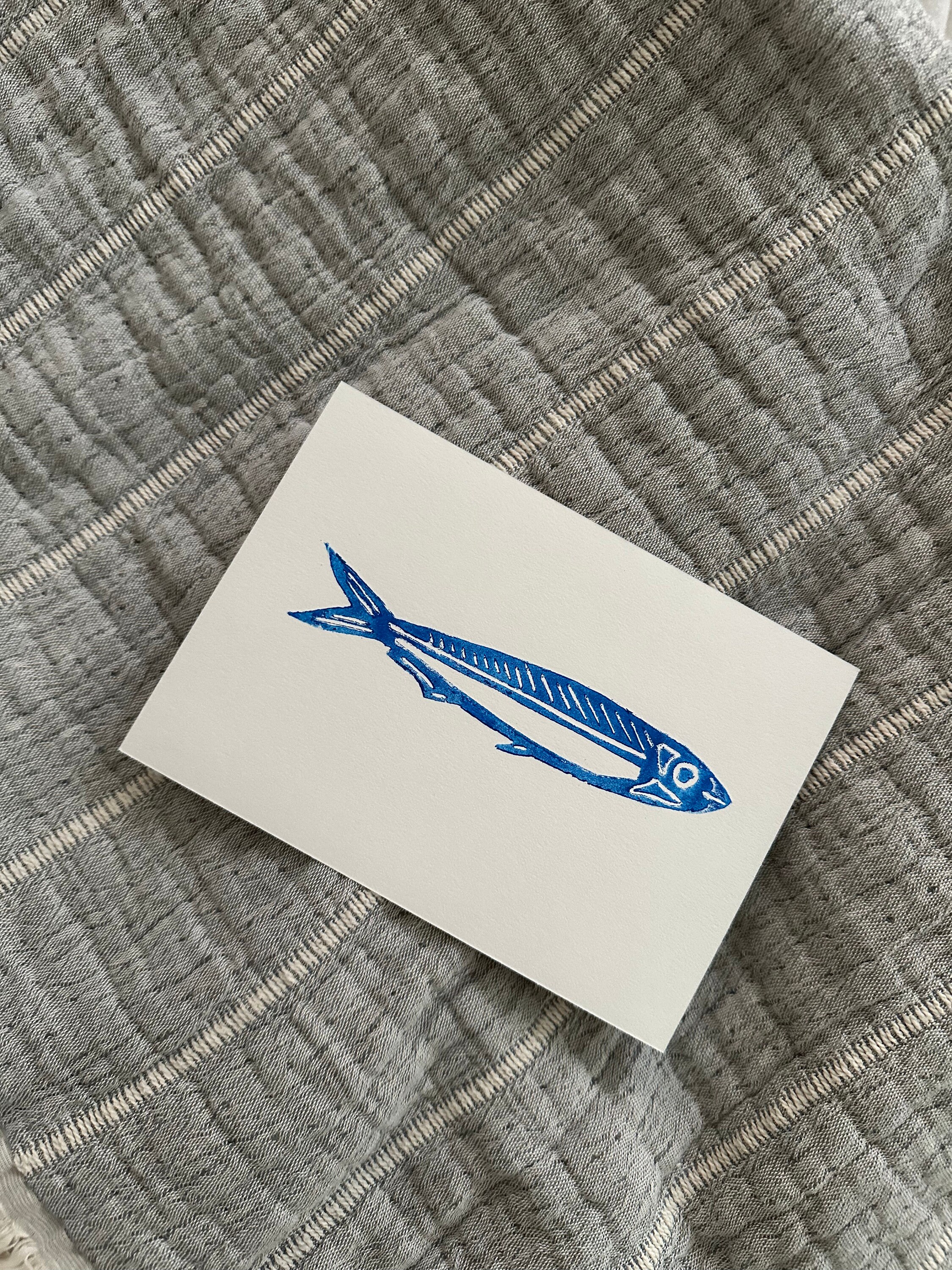 Sardine Linocut Print Linocut Fish Art Print for Eclectic Bedroom ...