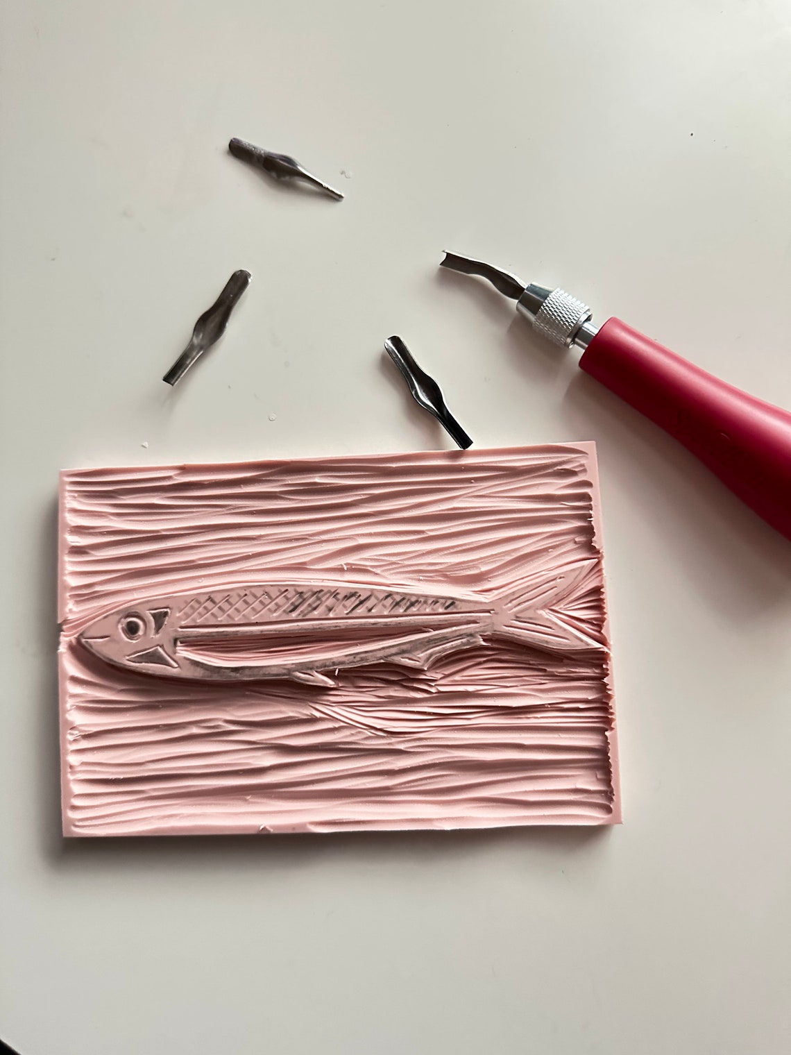 Sardine Linocut Print Linocut Fish Art Print for Eclectic Bedroom ...