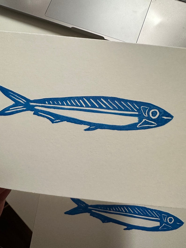 Sardine Linocut Print Linocut Fish Art Print for Eclectic - Etsy