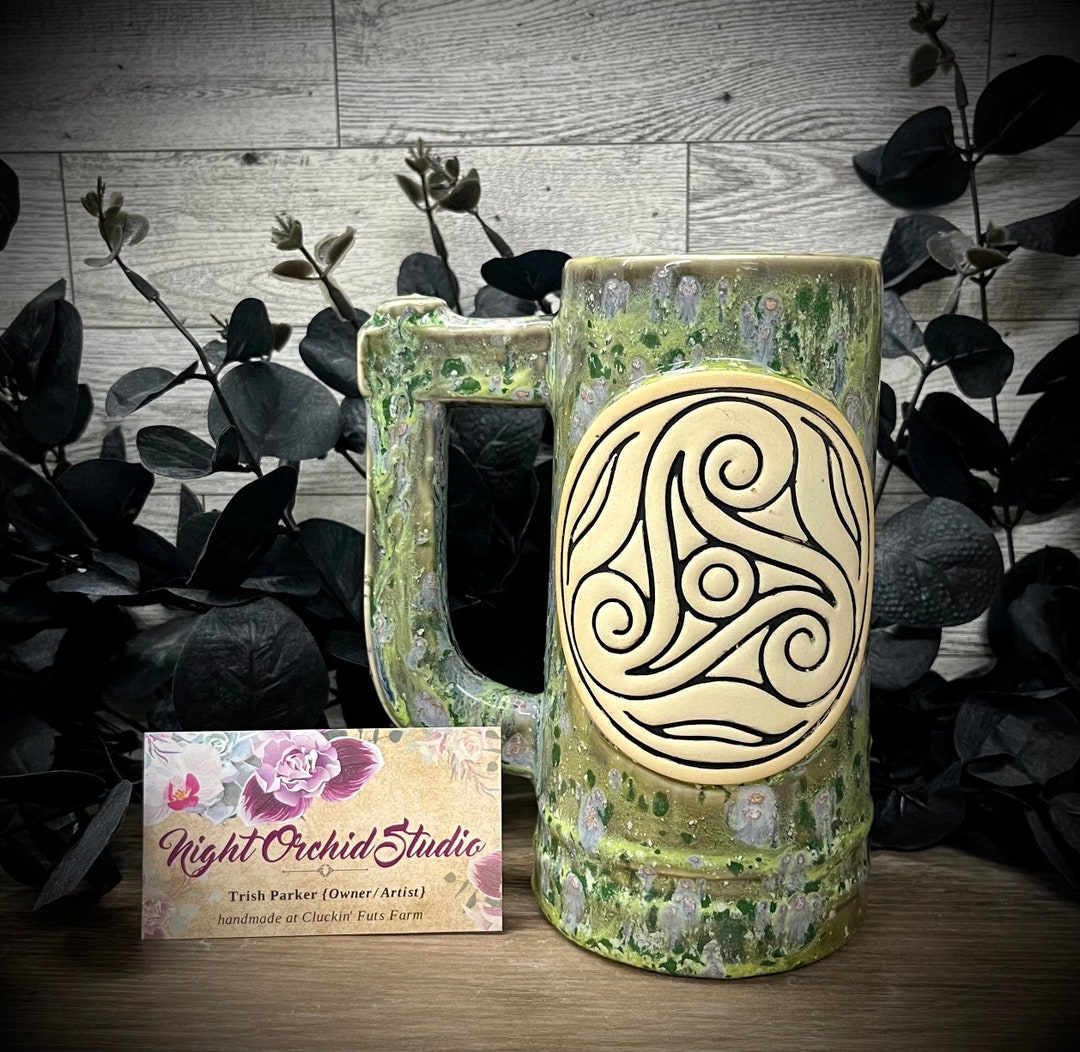 Viking/celtic/pagan Mug With Triskelion Celtic Knot Work - Handmade ...