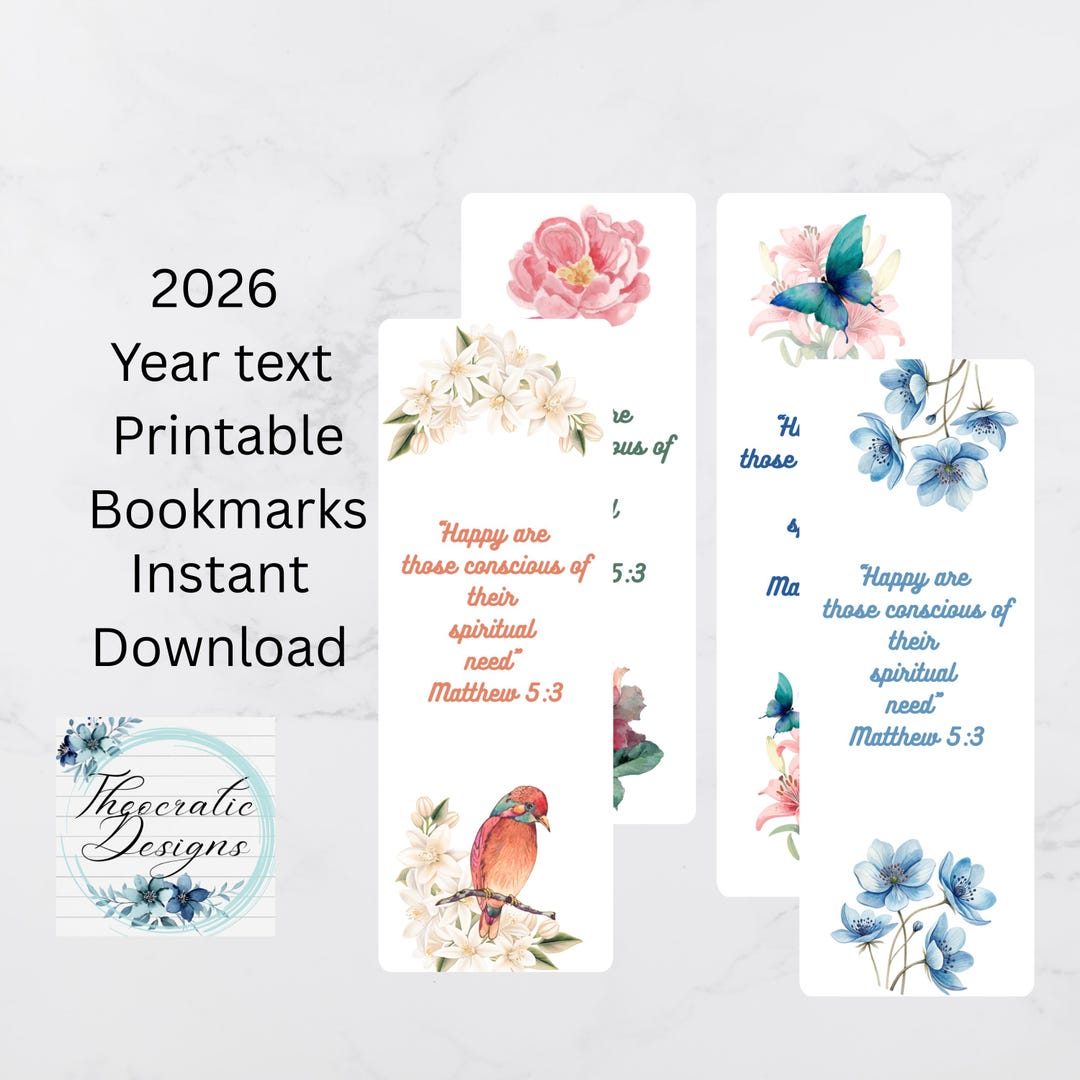 JW 2026 Year Text Printable Bookmarks Digital Download - Etsy