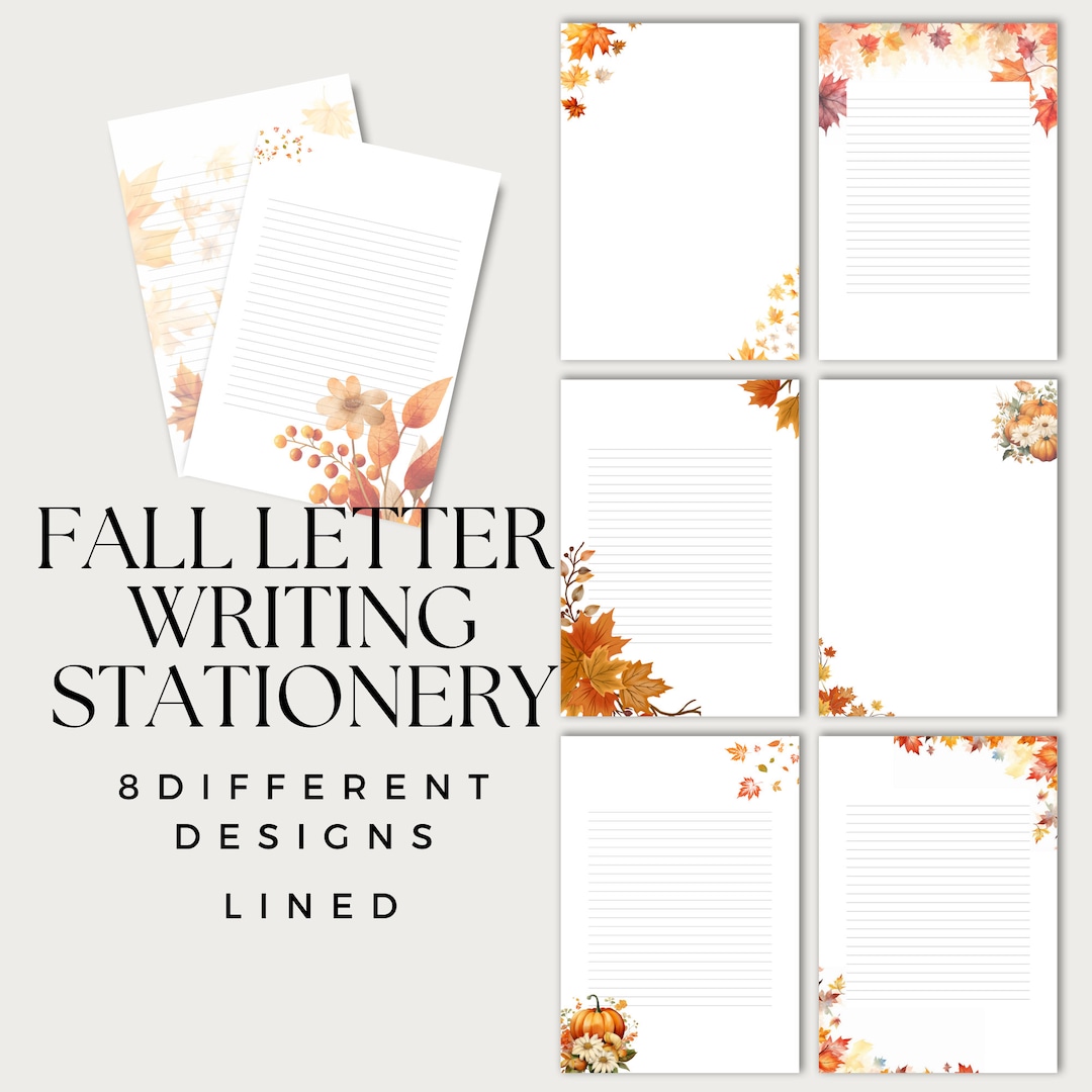 Letter Writing Printable Paper. Fall Leaves Writing Paper With Lines ...