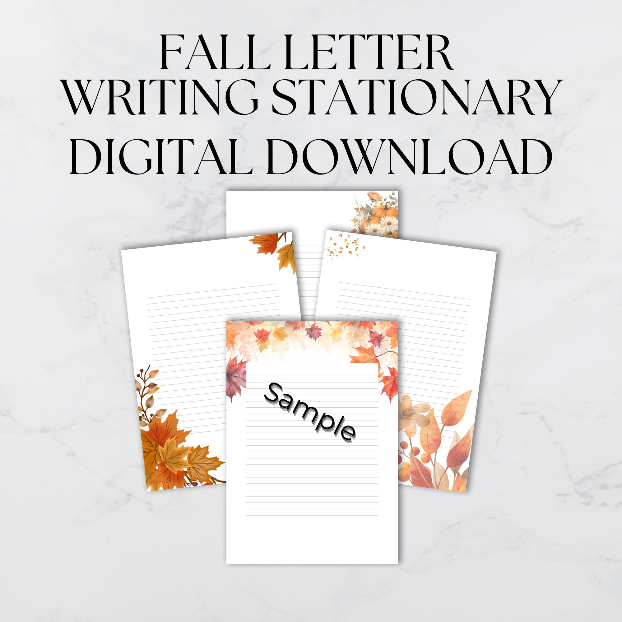 Letter Writing Printable Paper. Fall Leaves Writing Paper With Lines ...