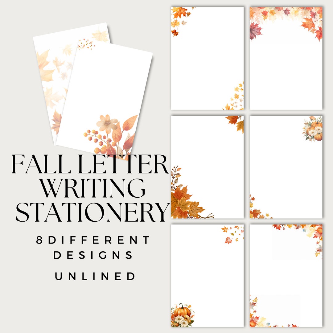 Letter Writing Printable Paper. Fall Leaves Writing Paper Unlined. JW ...