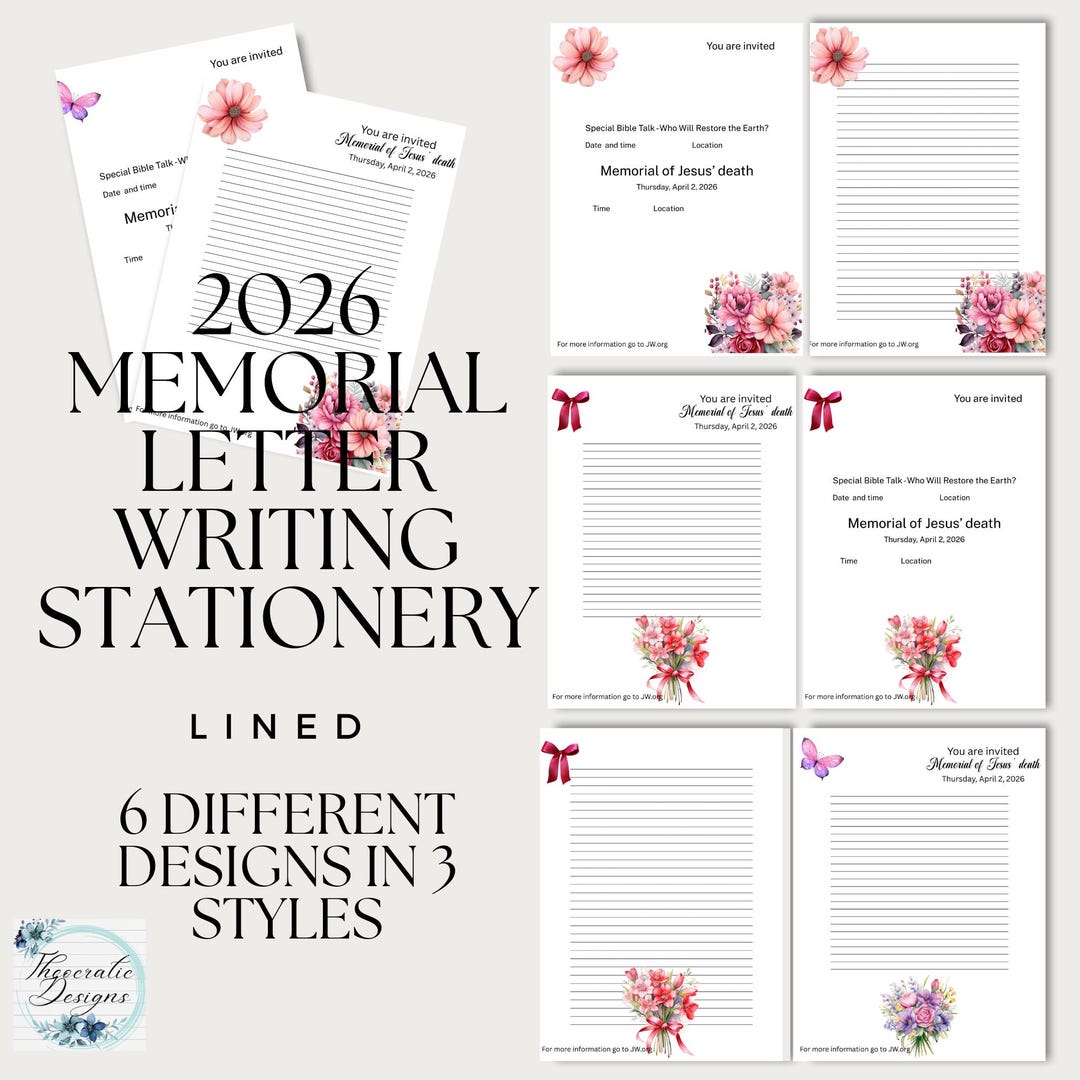 JW Memorial Letter Writing Paper 2026 | Jehovah’s Witnesses Memorial ...