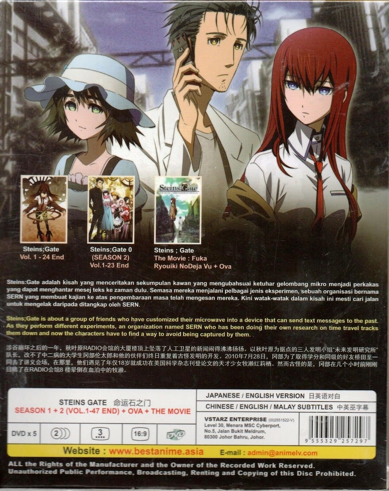 Anime DVD Steins Gate Season 1+2 Vol.1-47 End + OVA + the Movie English ...
