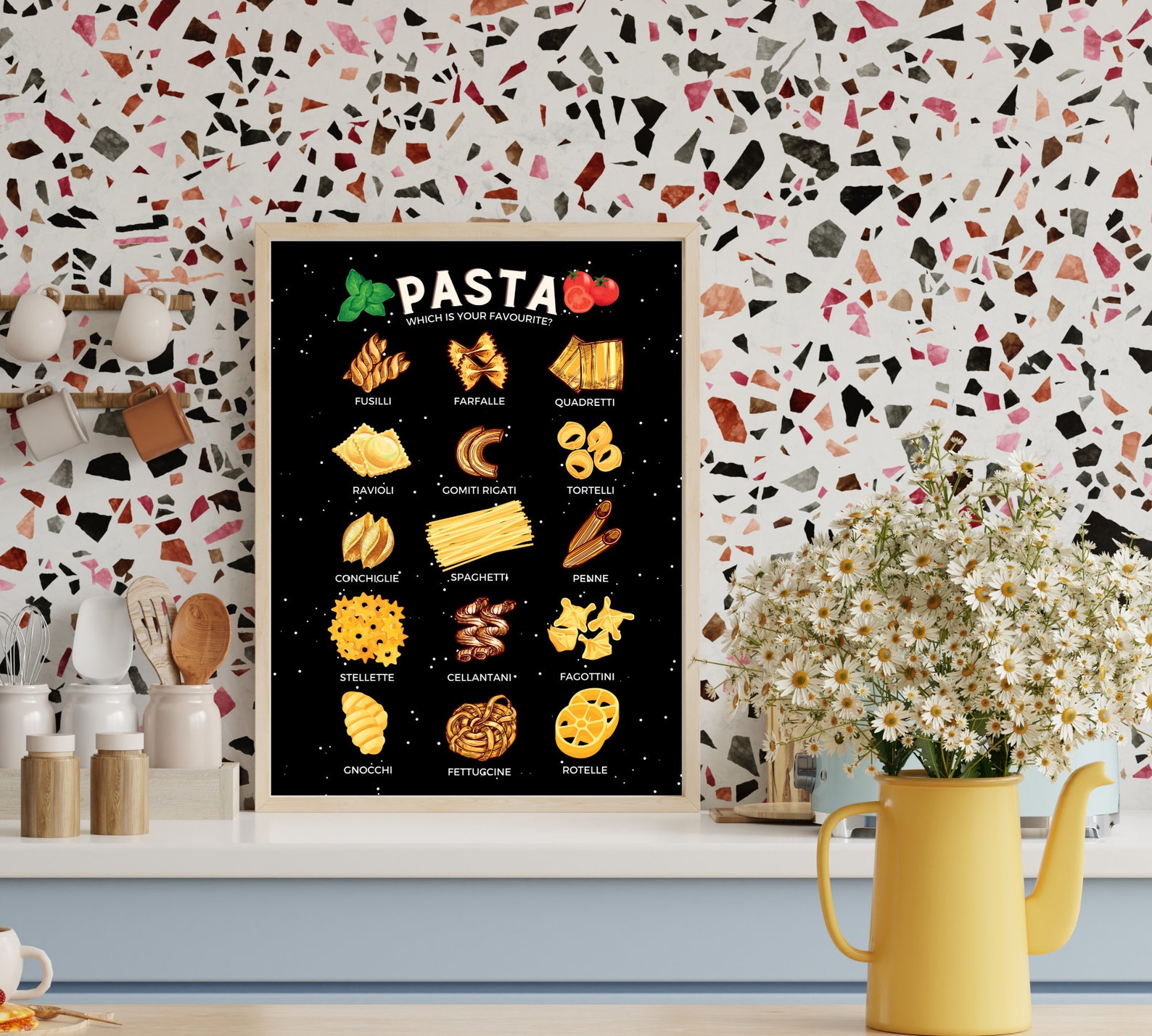 Pasta Infographic Poster | Pasta Wall Art | Pasta Wall Deco | Pasta ...
