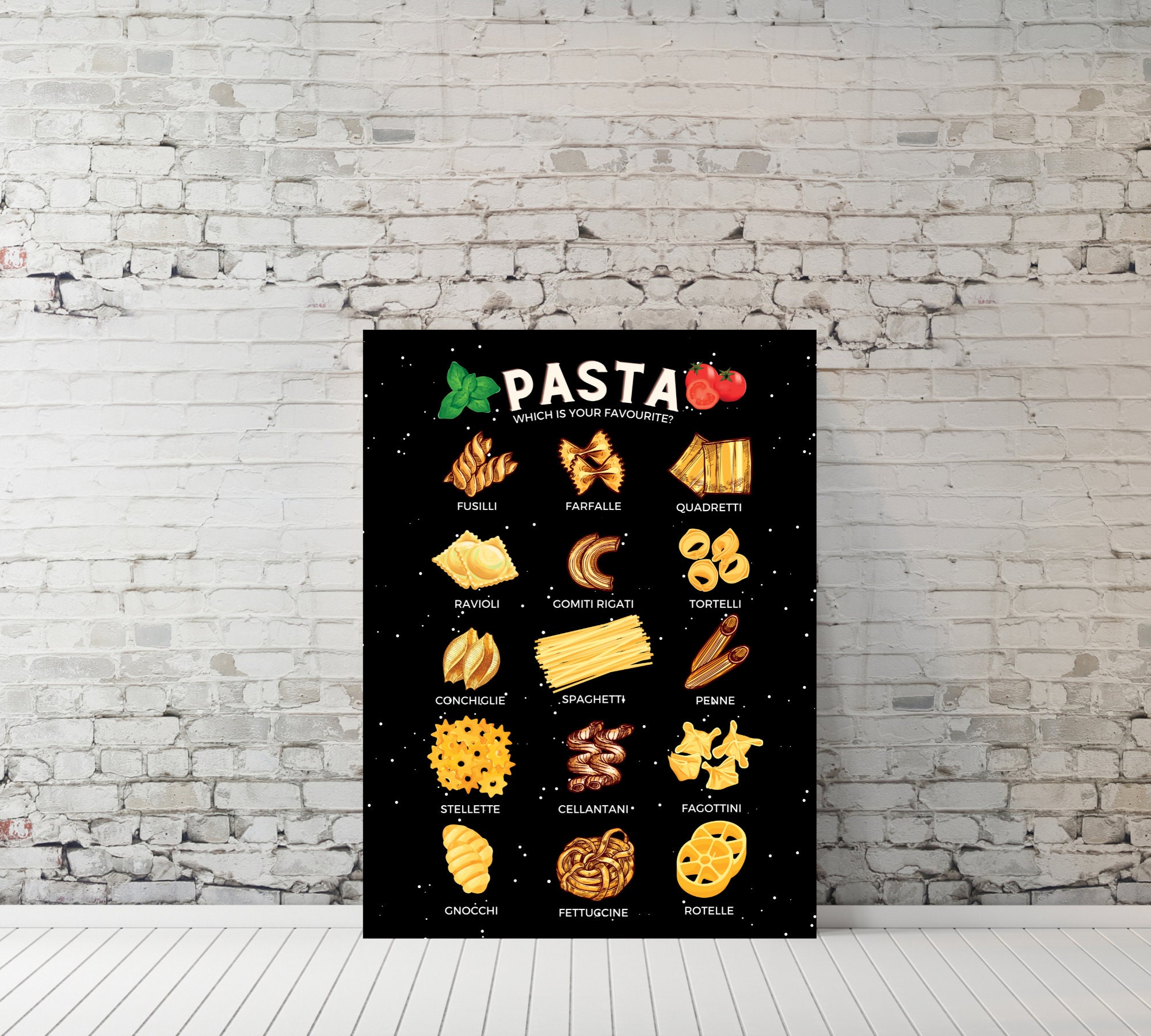 Pasta Infographic Poster | Pasta Wall Art | Pasta Wall Deco | Pasta ...