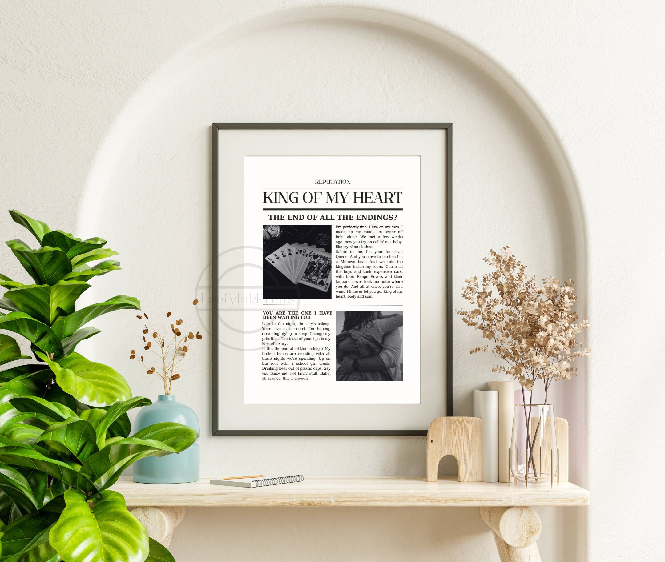 Taylor Swift Reputation Lyrics Poster | King of My Heart | Newspaper ...