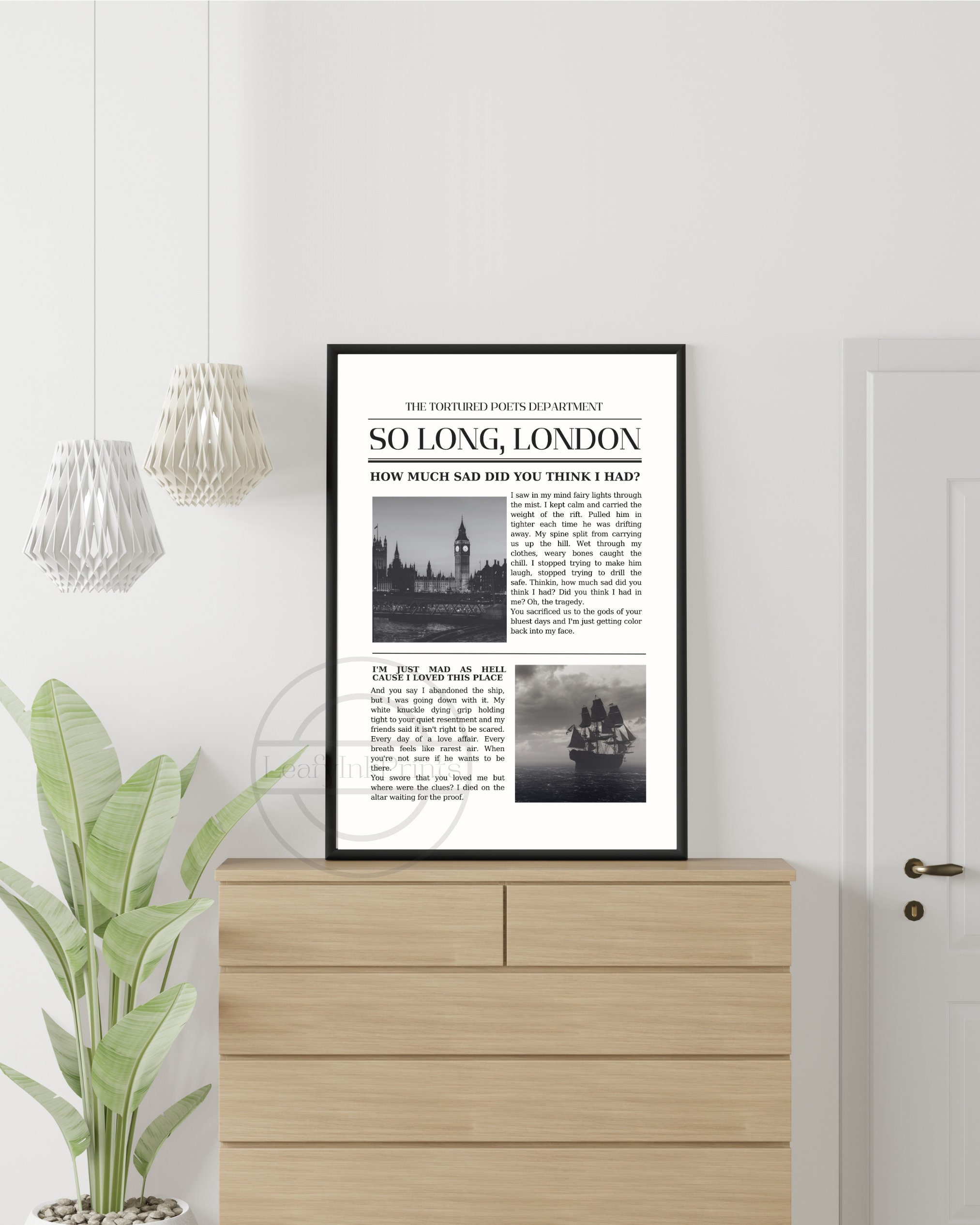 Taylor Swift so Long, London Lyrics Poster the Tortured Poets ...