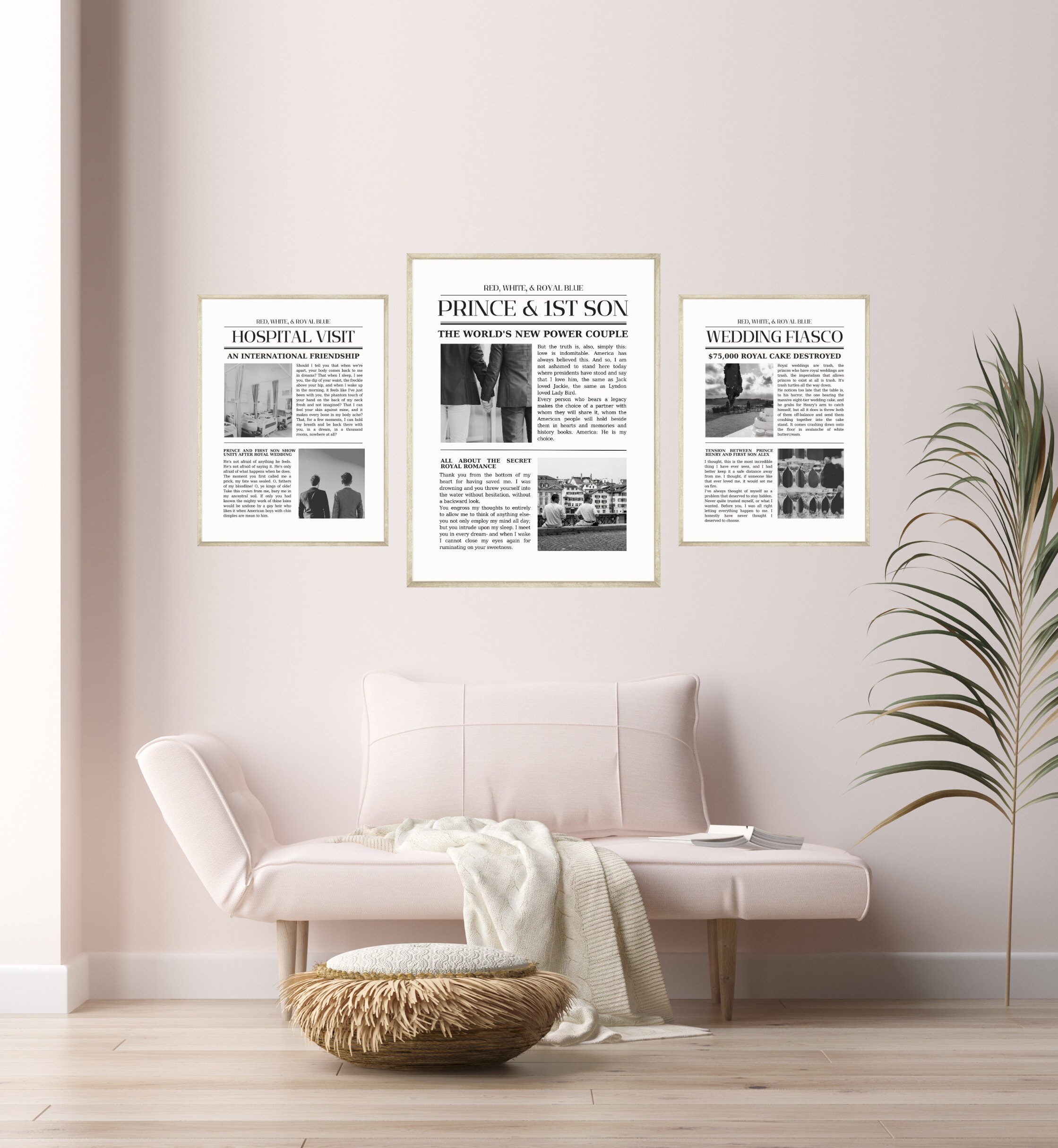 Red, White, & Royal Blue Posters Set of 3 Bookish Prints Newspaper ...