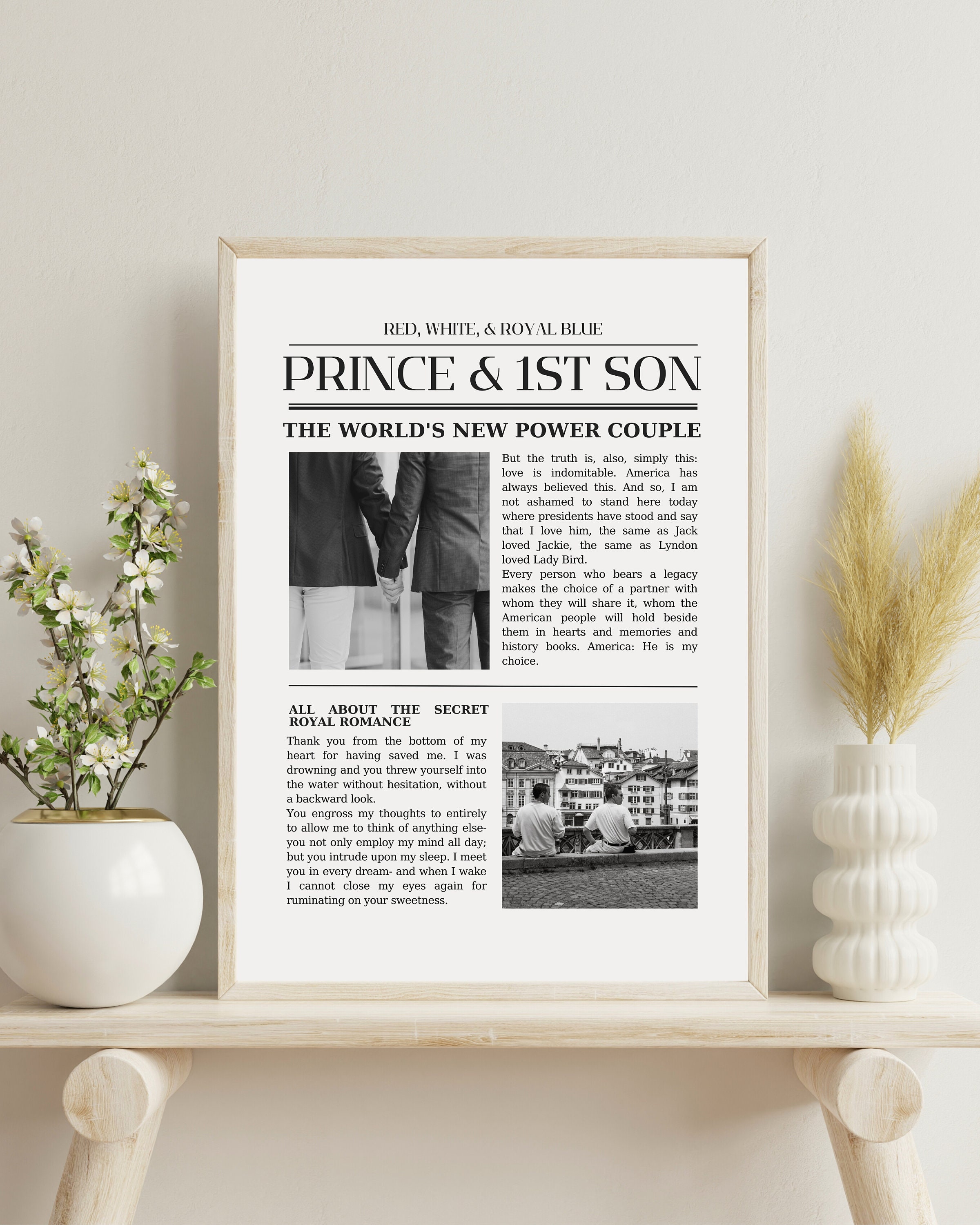 Red, White, & Royal Blue Posters | Set of 3 Bookish Prints | Newspaper ...