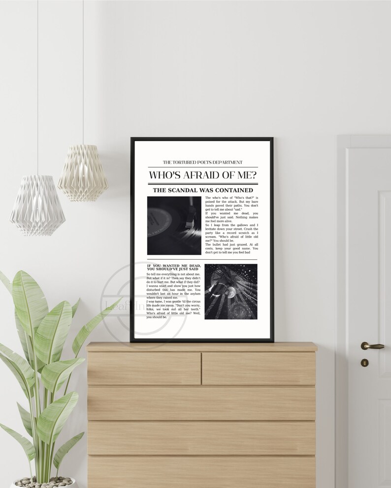 Taylor Swift Who's Afraid of Little Old Me? Lyrics Poster | the ...