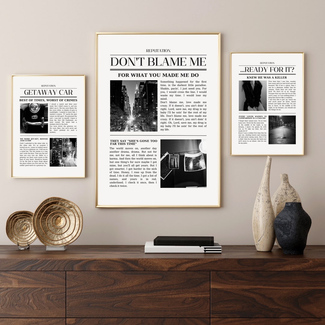 Taylor Swift Reputation Lyrics Posters | Set of 3 | Don't Blame Me ...