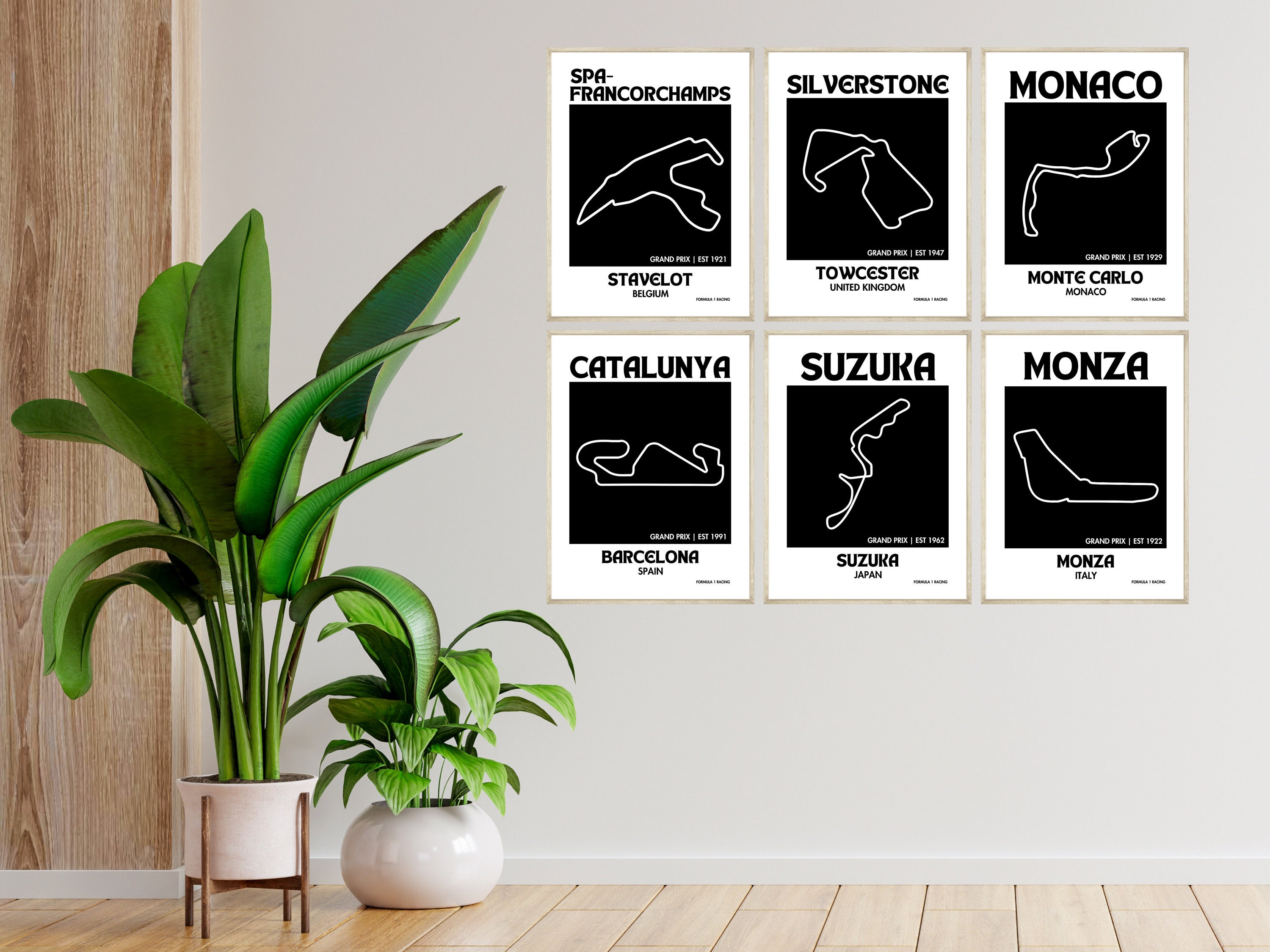 Formula One Tracks Poster Monaco, Monza, Catalunya, Suzuka, Spa ...
