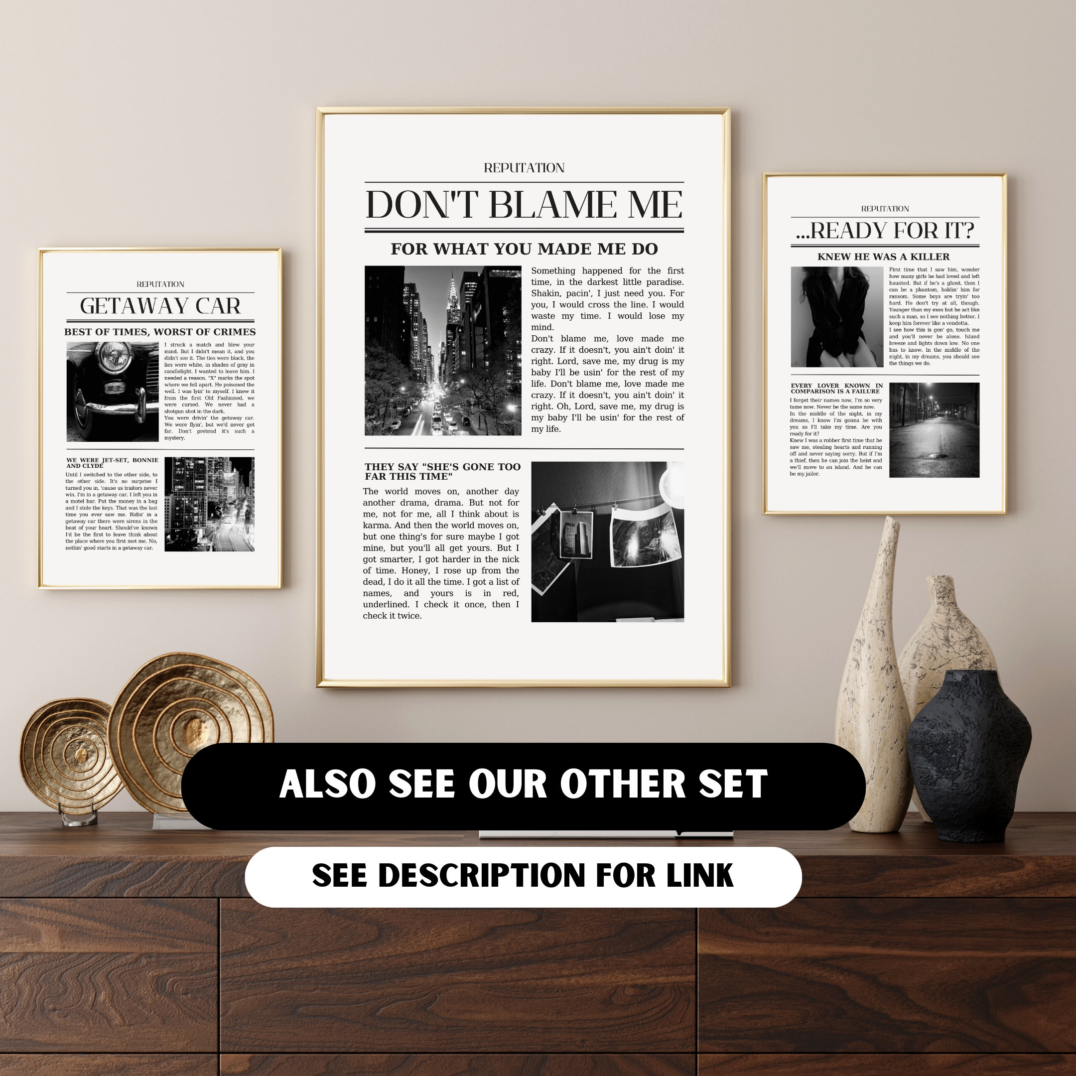Taylor Swift Reputation Lyrics Posters | Set of 3 | Delicate, I Did ...