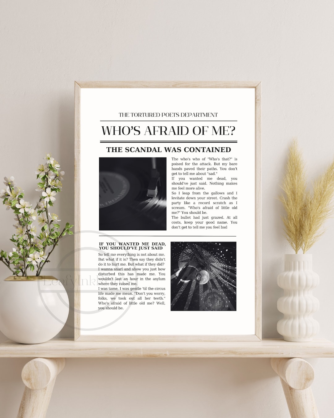 Taylor Swift Who's Afraid of Little Old Me? Lyrics Poster | the ...