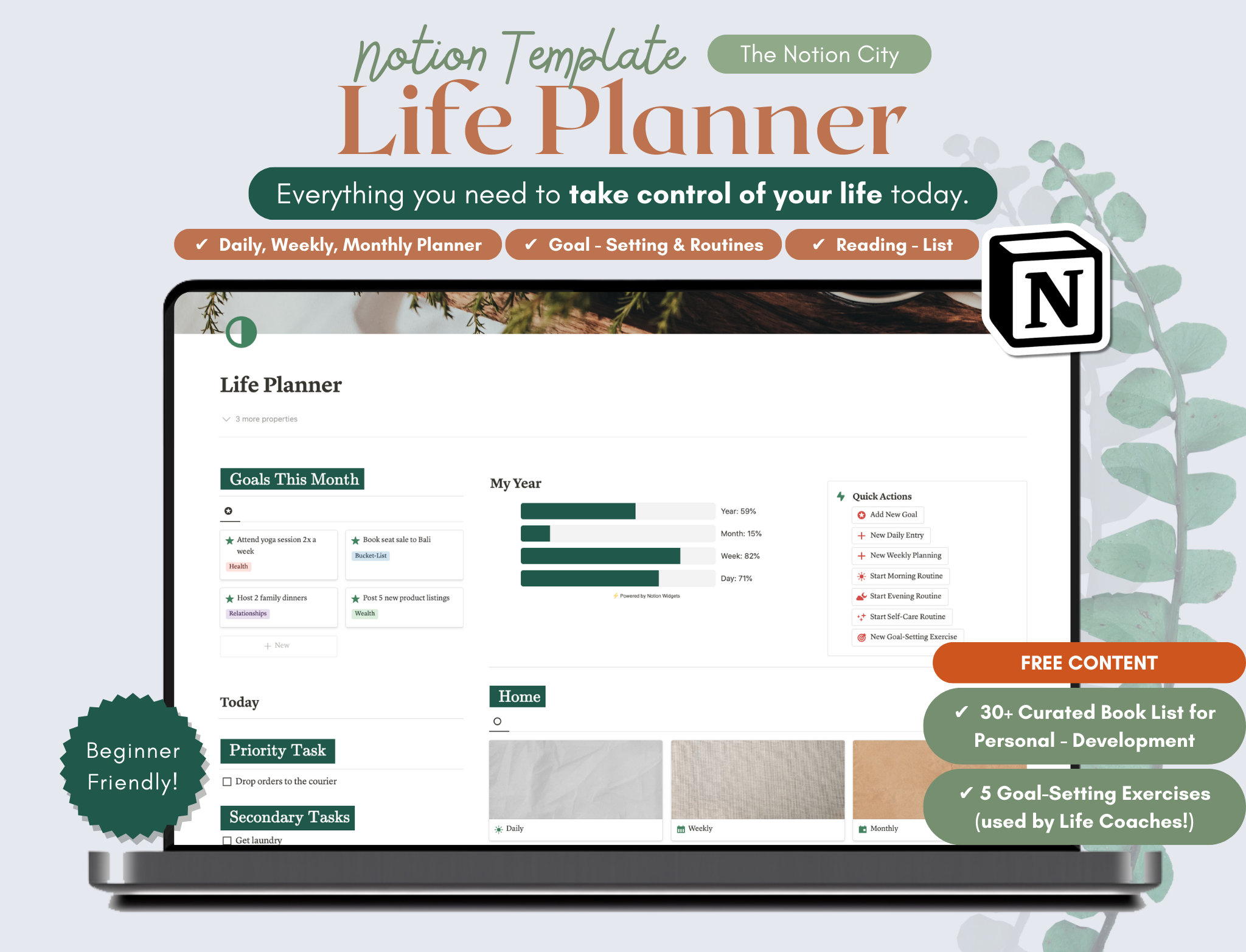 Notion Template Extended Life Planner All in One Template Notion Dashboard Ultimate Notion ...