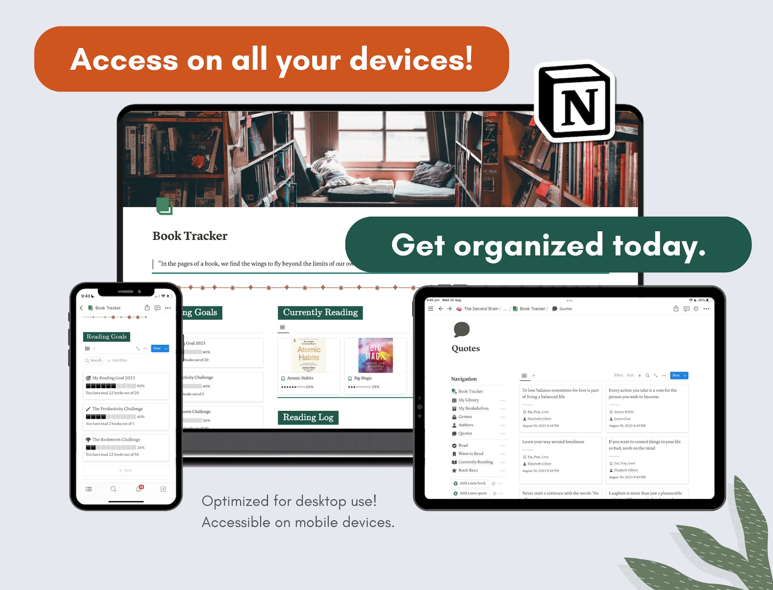 Reading Journal Notion Template Book Tracker Notion Dashboard for Books ...