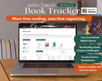 Notion Book Tracker | Digital Reading Journal | Notion Template | 2024 Book Log | Digital ...