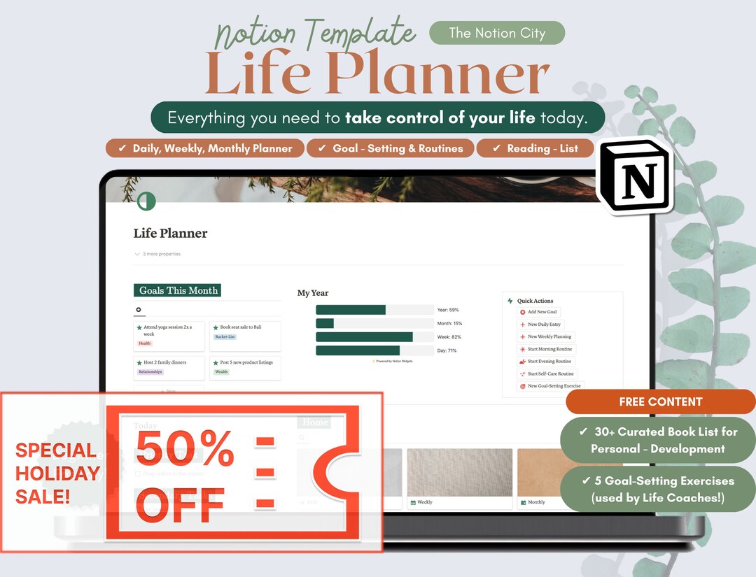 Notion Template Extended Life Planner All in One Template Notion Dashboard Ultimate Notion ...