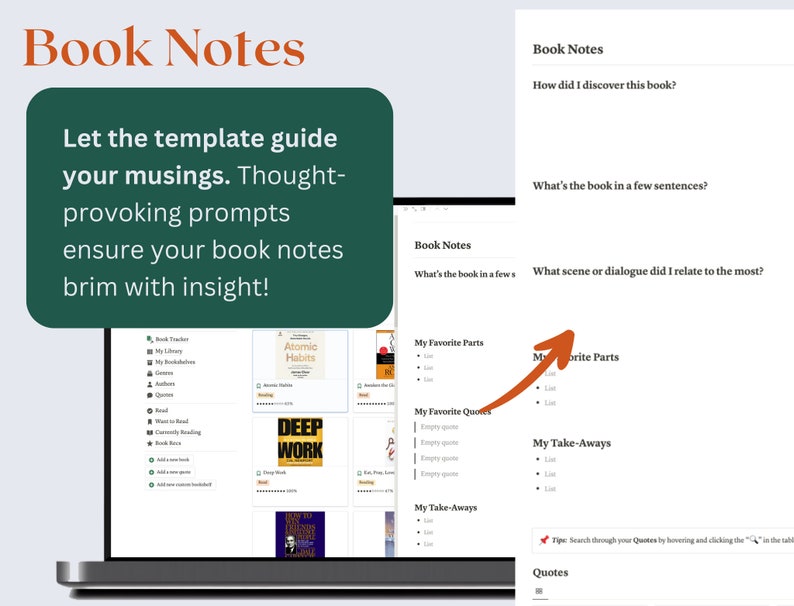 Reading Journal Notion Template | Book Tracker | Notion Dashboard for Books | Digital Reading ...