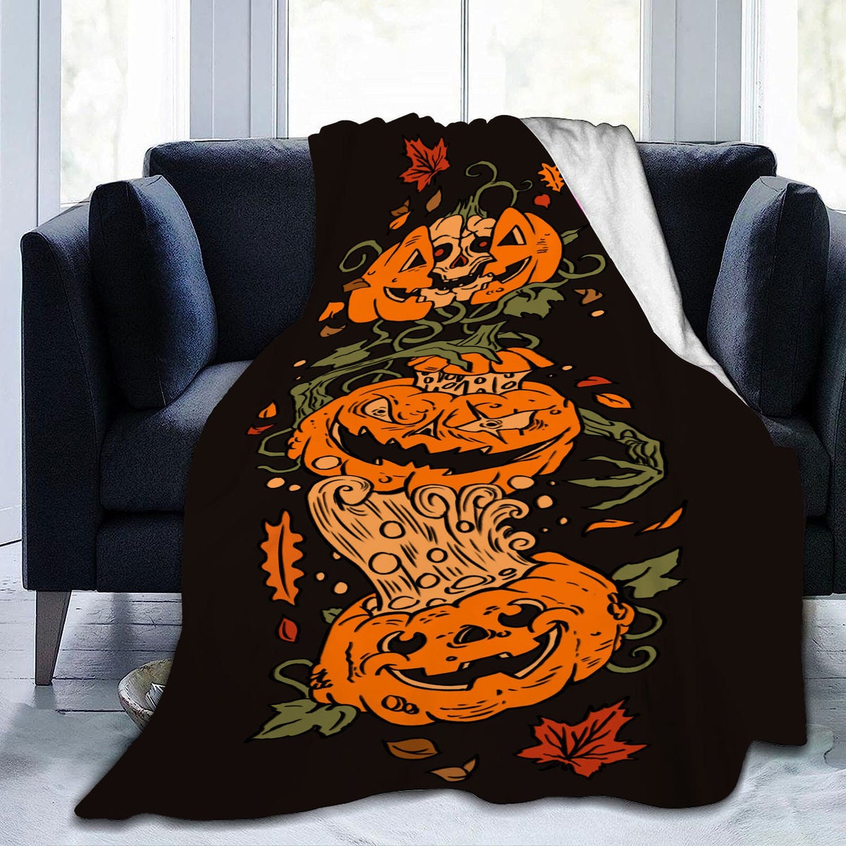 Horror Pumpkin Fleece 2 Layers Blanket, Pumpkin Brothers Blanket, Funny ...