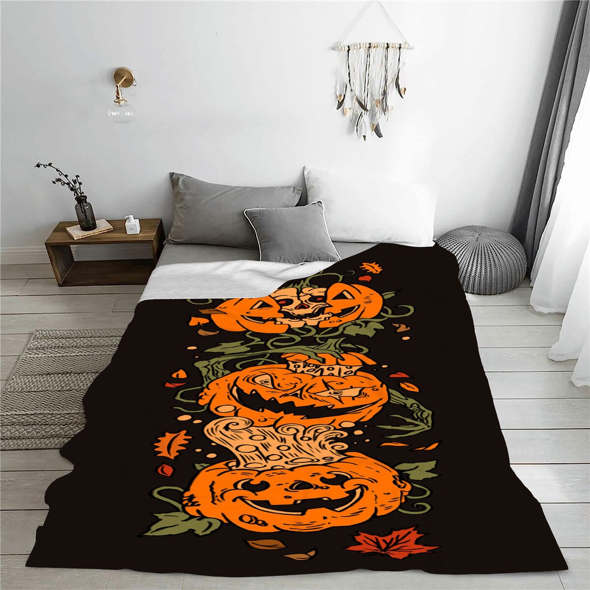 Horror Pumpkin Fleece 2 Layers Blanket, Pumpkin Brothers Blanket, Funny ...