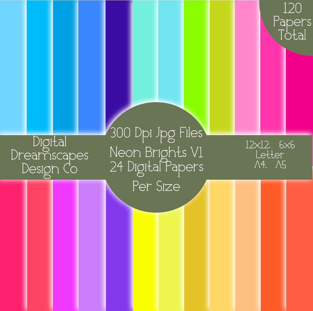 Totally 80s Bright, Neon Digital Papers, Scrap Book Papers Series V1 ...
