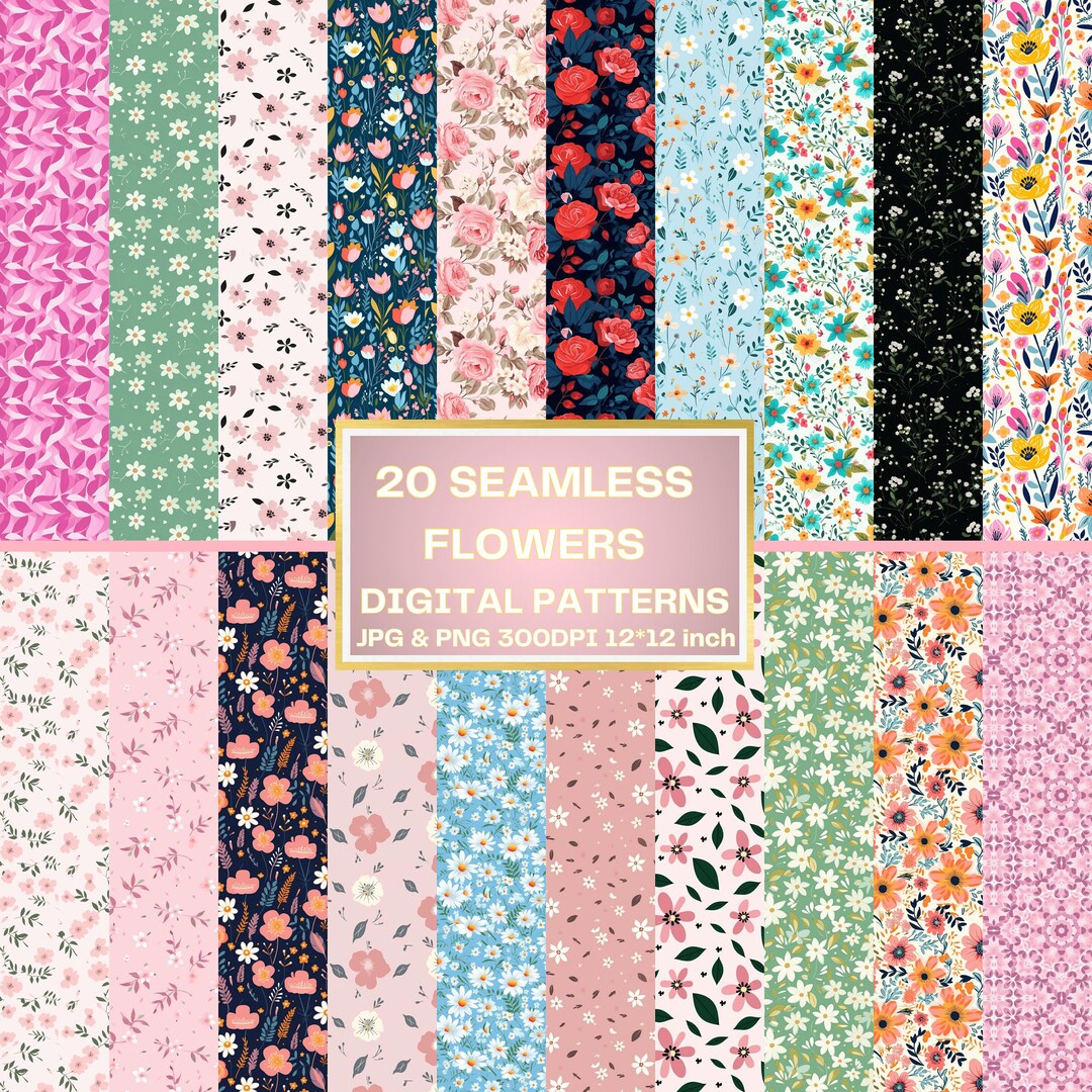 Flowers Digital Paper, Flowers Seamless Pattern, Floral Prints, Flowers ...