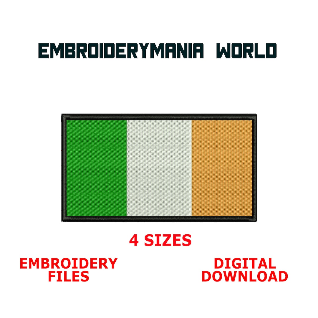 Ireland Flag Embroidery Designs, Ireland Flag Embroidery Files, Ireland ...