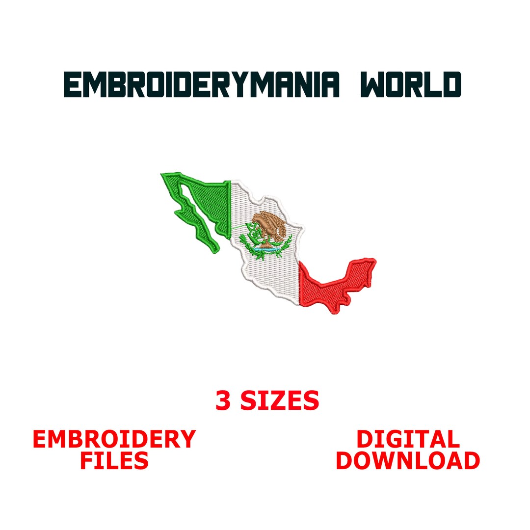 Mapa De Mexico Logo Embroidery Designs, Mexico Map Bandera Embroidery ...