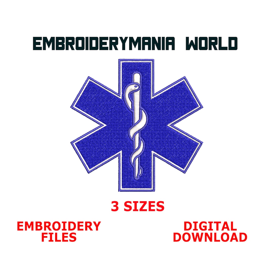 Star of Life Logo Embroidery Designs, Medical Star of Life Embroidery ...