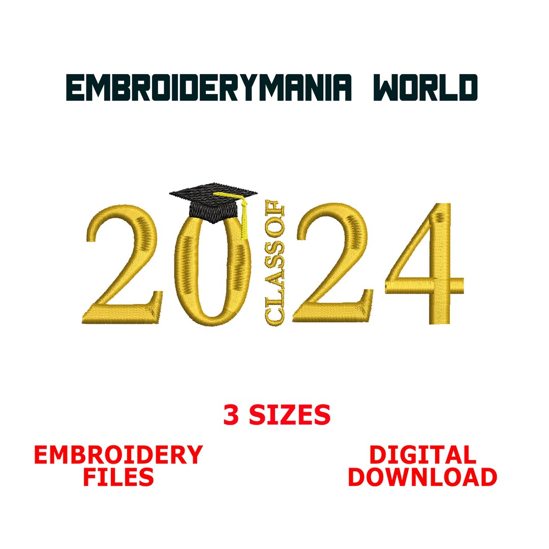 Class of 2024 Graduation Cap Embroidery Designs, Class of 2024 ...