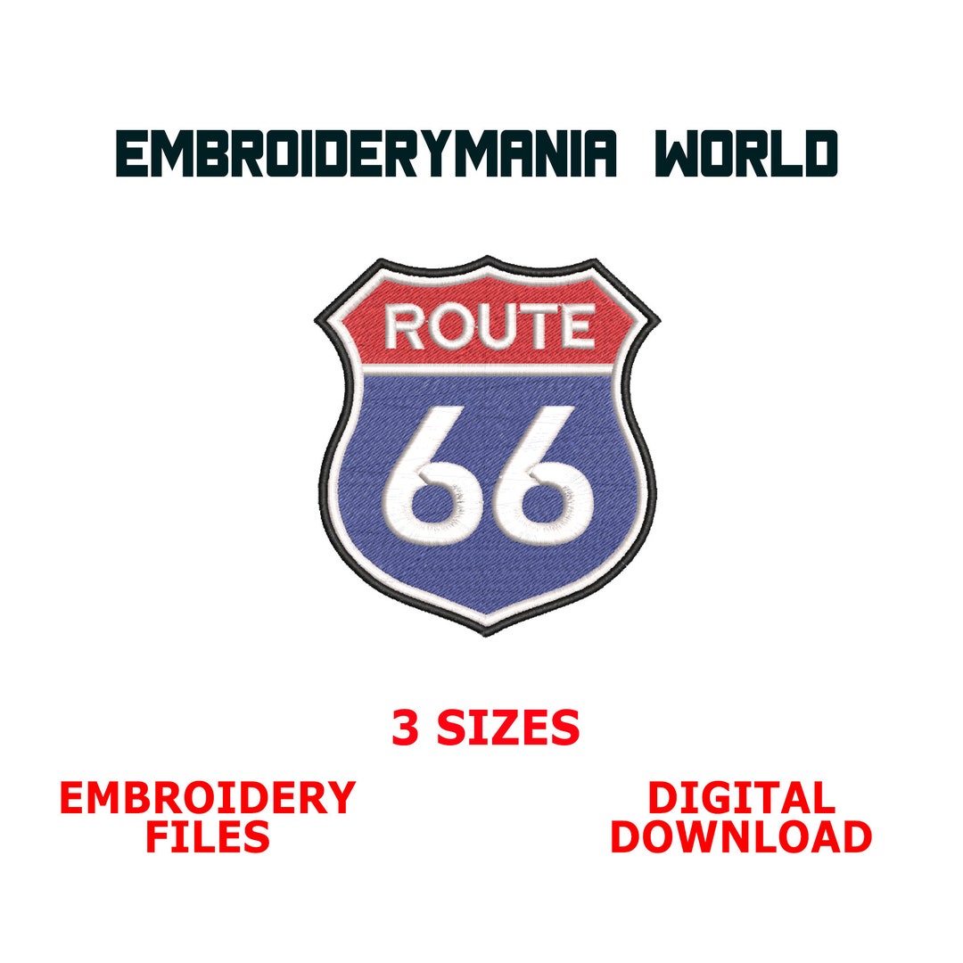 Route 66 Embroidery Designs Route 66 Logo 3 Sizes Machine Embroidery ...
