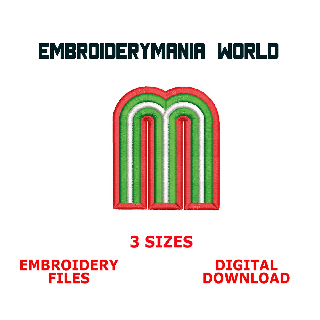 Mexico m Logo Embroidery Designs Tricolor Mexico Patterns Machine ...