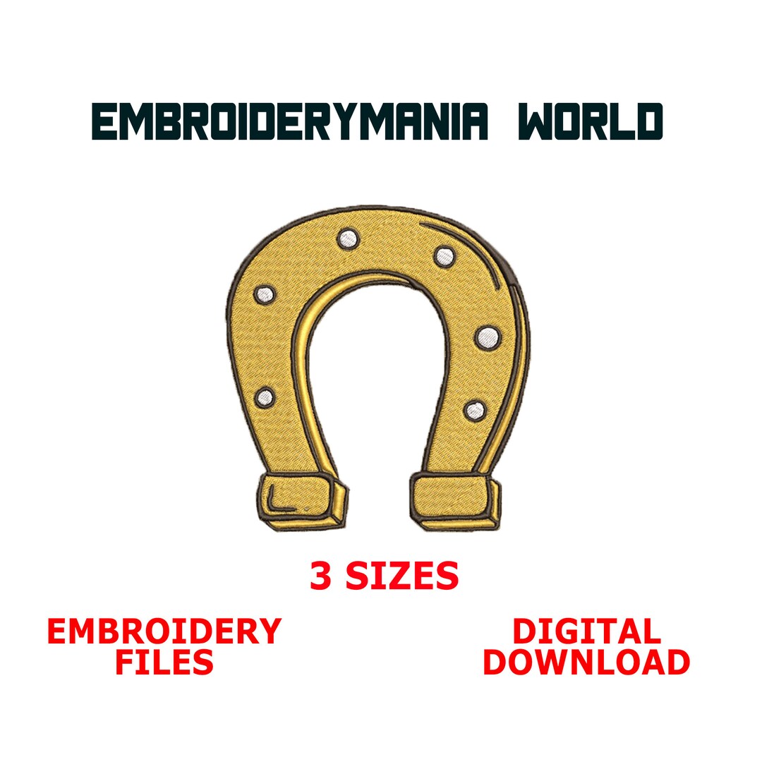 Horseshoe Embroidery Designs, Gold Horseshoe Embroidery Files, Lucky ...