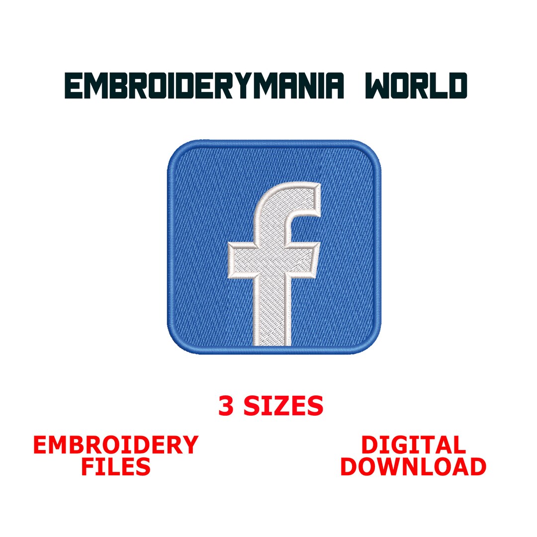 Facebook Logo Embroidery Designs Social Media Patterns 3 Sizes Machine ...