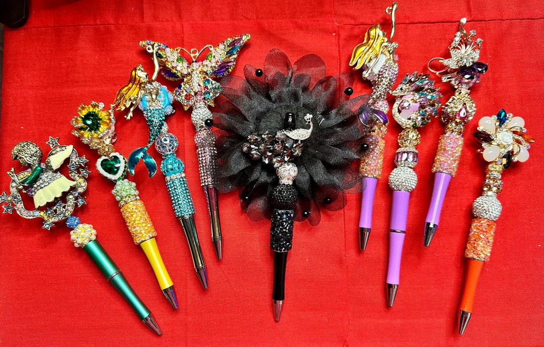 Fancy Peacock, Flowers, Mermaid Pens Premade Fancy Pens Beaded ...