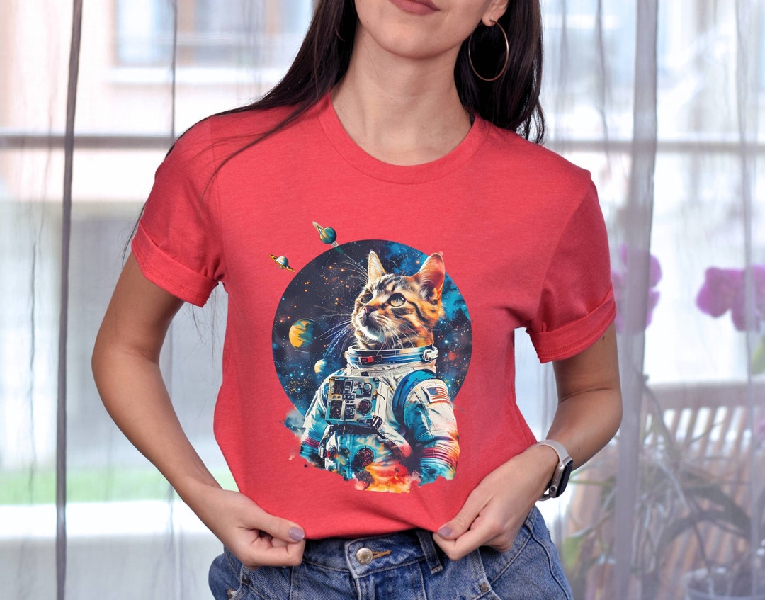 Space Cat Shirt, Space T Shirt, Kitty Shirt, Outer Space Tee, Cat Shirt ...