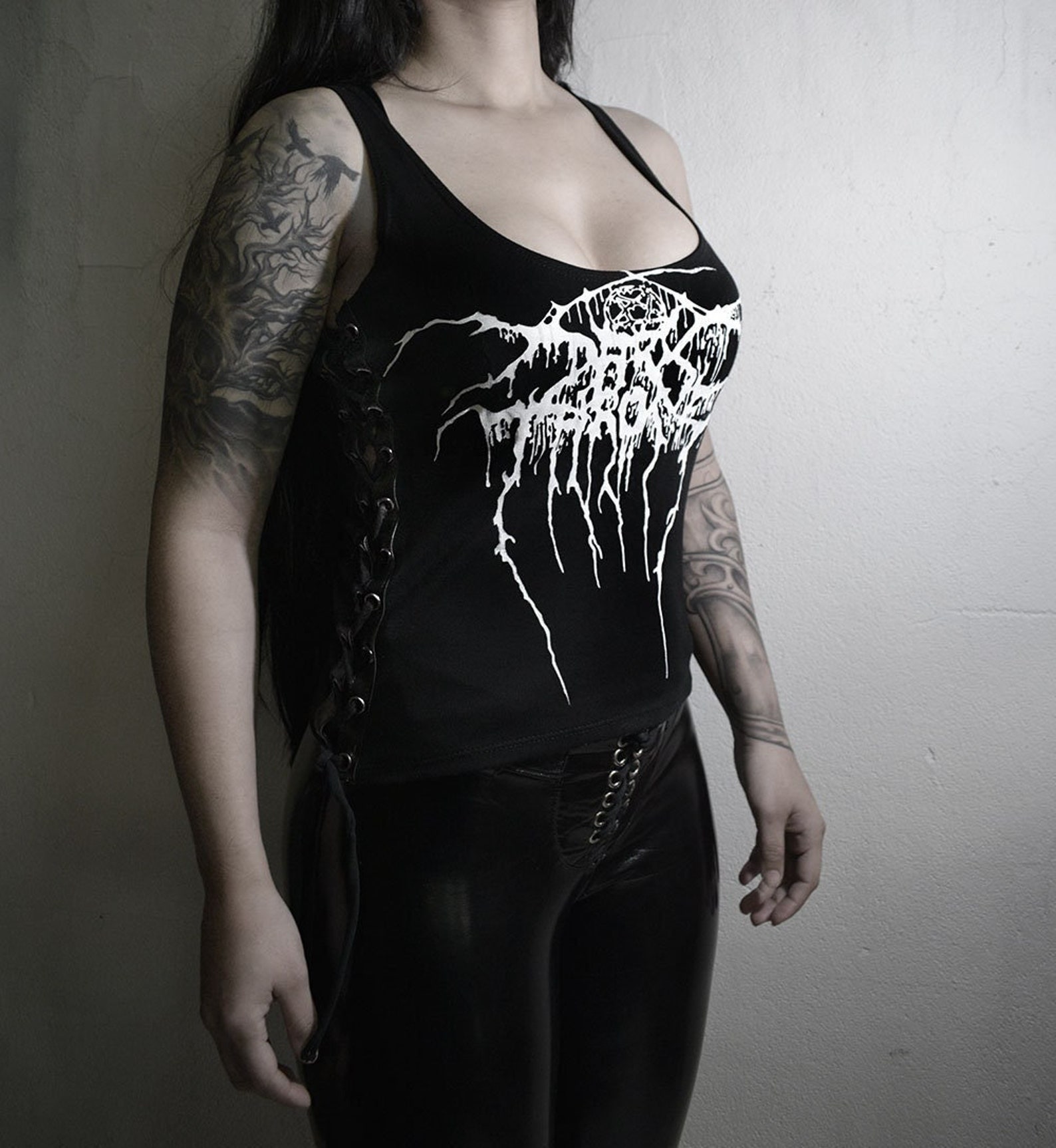 Darkthrone Lace-up Side Tank Top ⇹ Black Metal Sleeveless Tshirt ⇹ ...