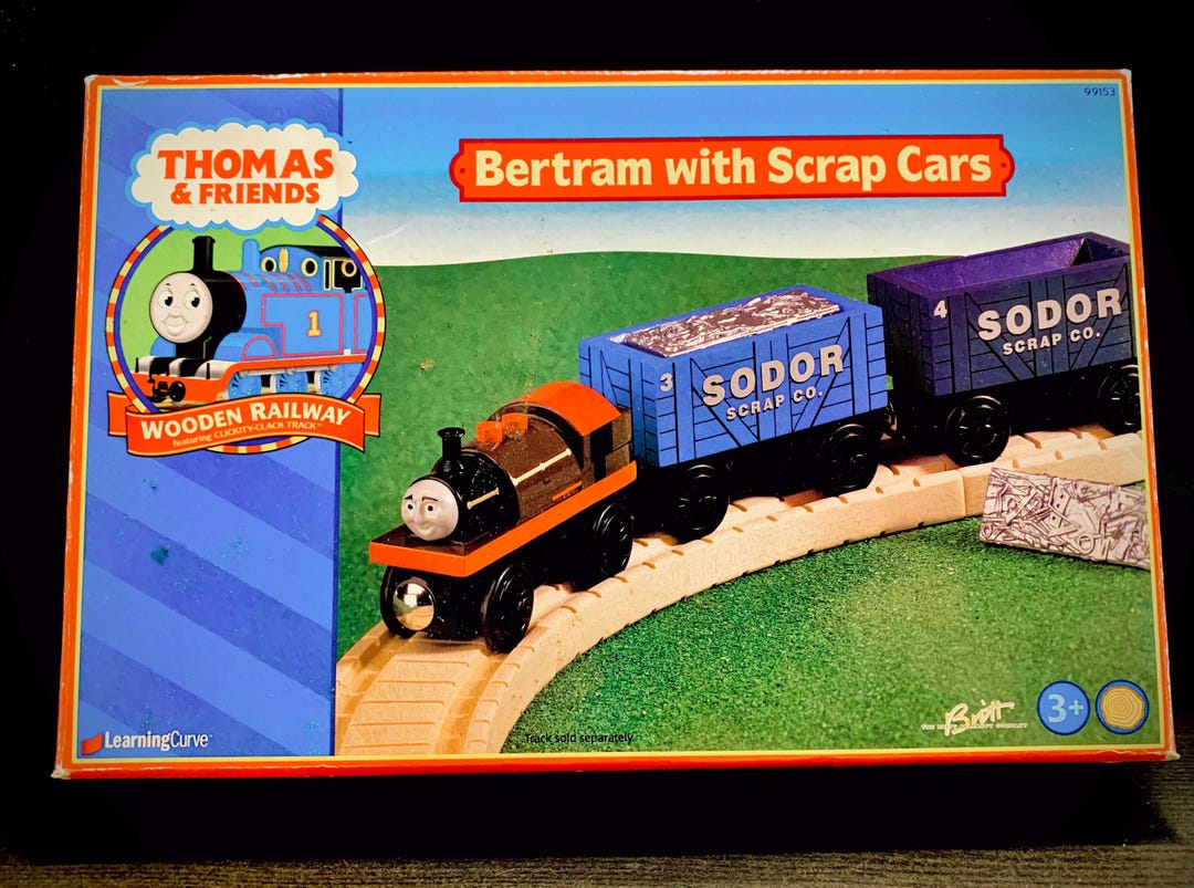 Thomas & Friends Wooden Railway-bertram With Scrap Cars - Etsy