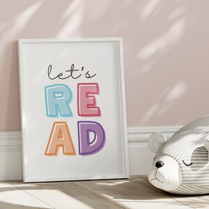 Let’s Read Wall Art for Kids | Book Nook | Reading Corner Quote ...