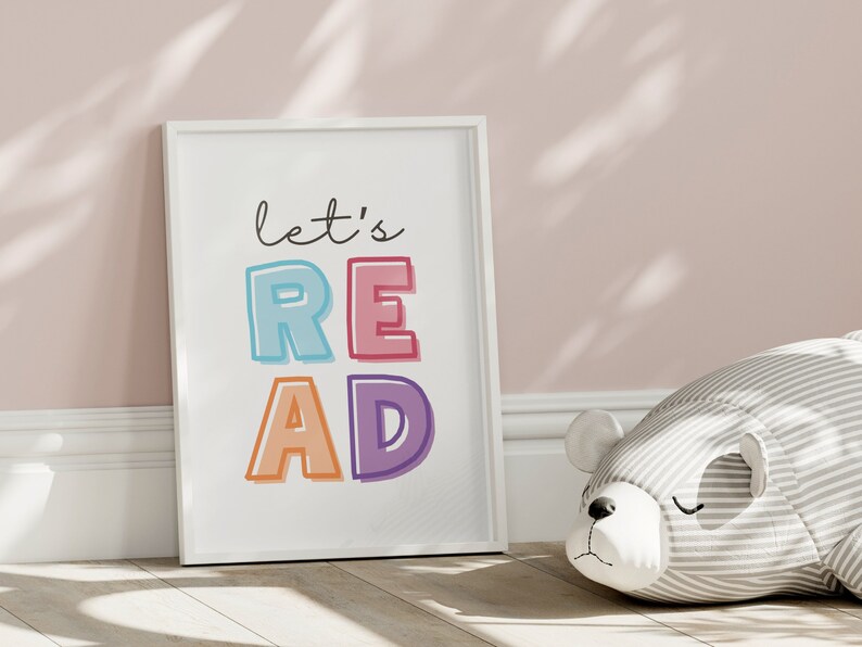 Let’s Read Wall Art for Kids | Book Nook | Reading Corner Quote ...