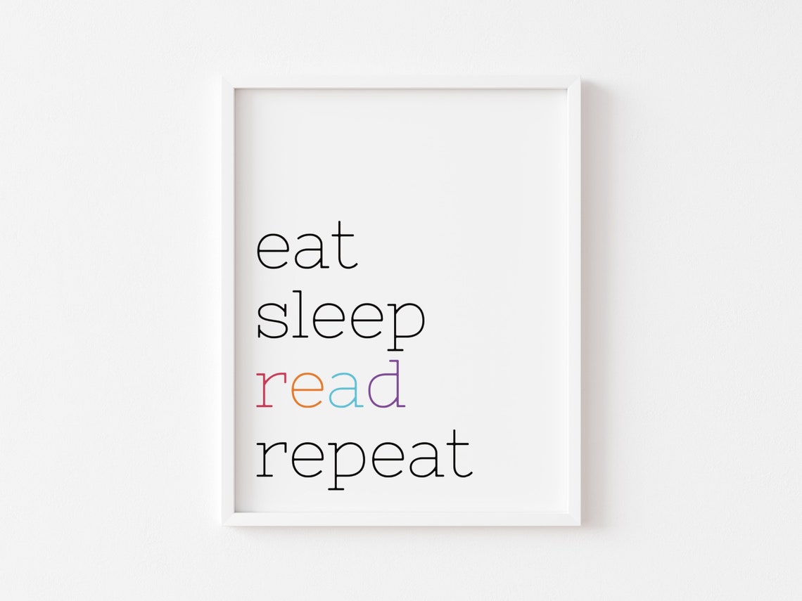 Book Nook Wall Art | Eat Sleep Read Repeat | Kids Reading Corner Gift ...