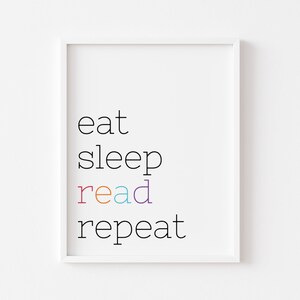 Book Nook Wall Art | Eat Sleep Read Repeat | Kids Reading Corner Gift ...