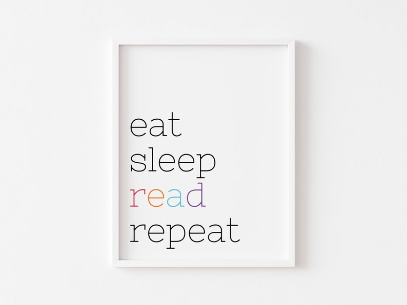 Book Nook Wall Art | Eat Sleep Read Repeat | Kids Reading Corner Gift ...